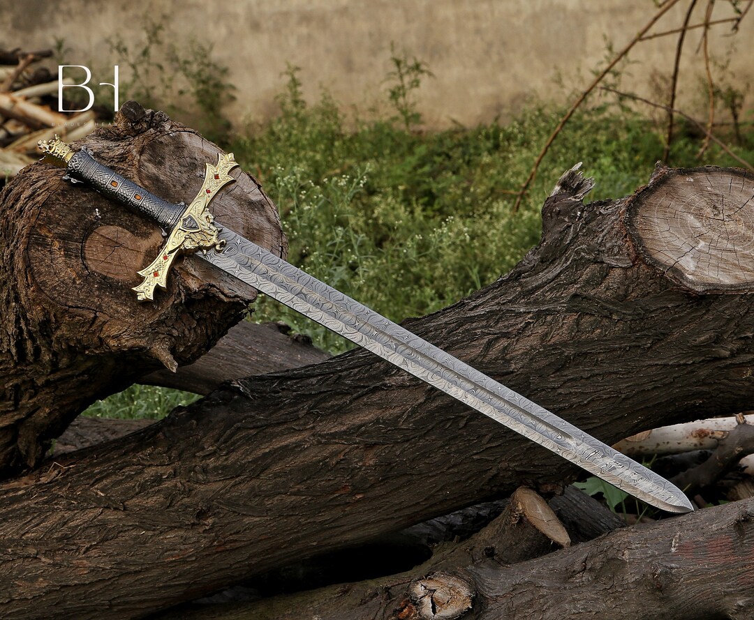 Excalibur Sword Damascus Steel Medieval Sword Battle Ready - Etsy