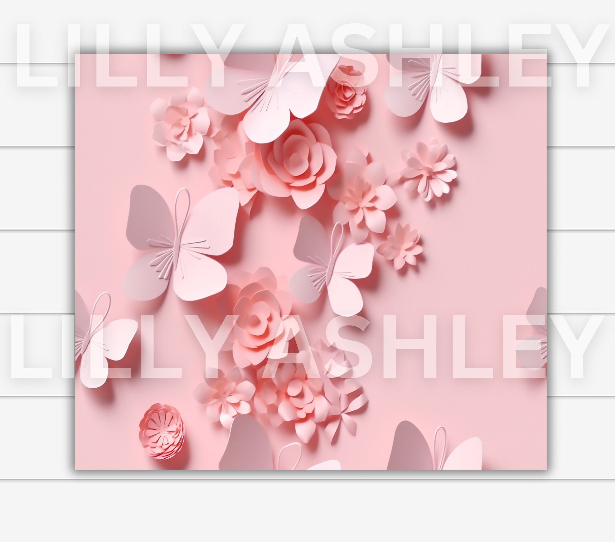 Pink Floral Sublimation Template for Tumblers Mint Sublimation Designs ...