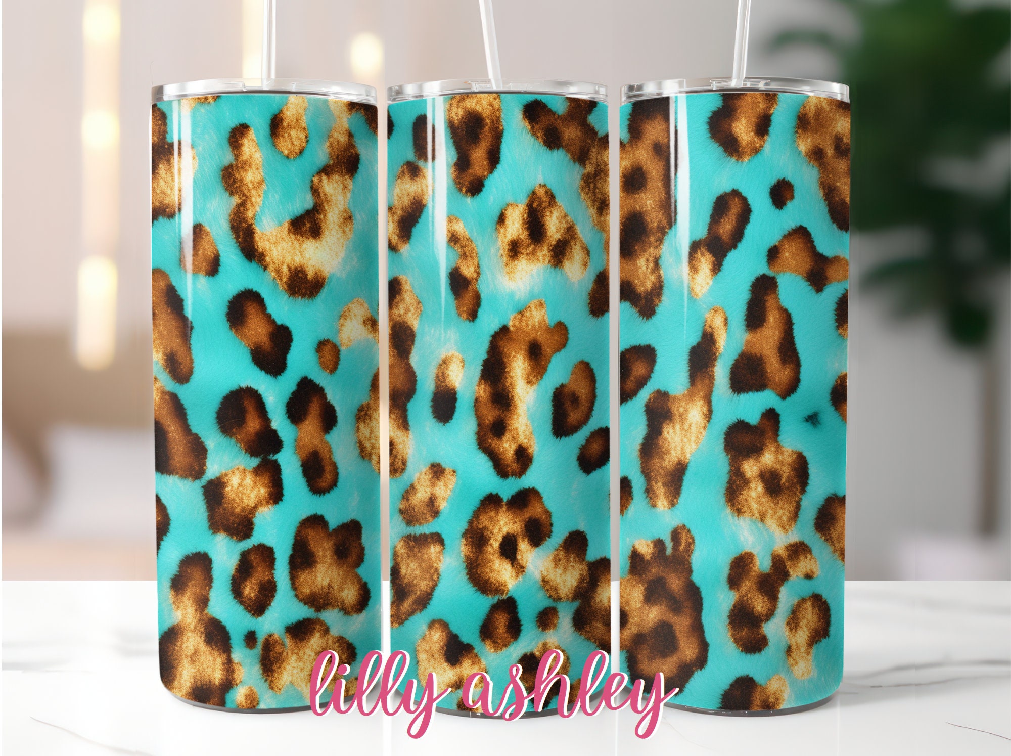 Cheetah Print 20 Oz Skinny Tumbler Sublimation Template Design for ...