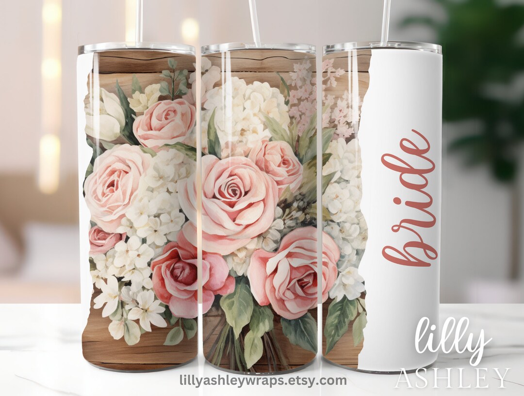Bride Wedding 20 Oz Skinny Tumbler Sublimation Template Wedding Tumbler ...