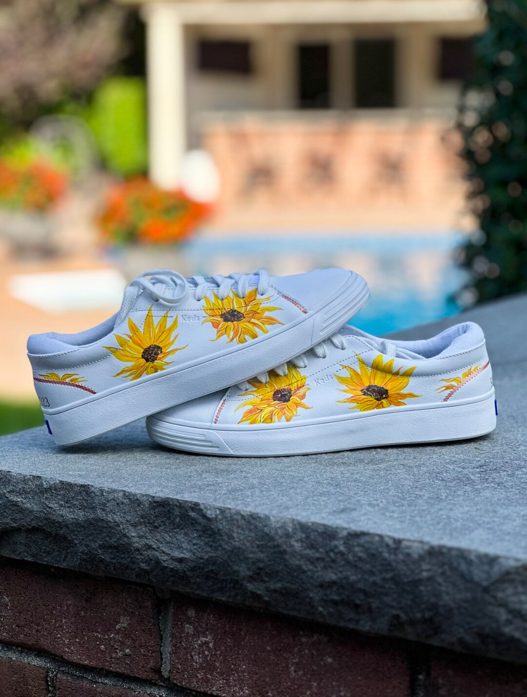 Sunflower Wedding Sneakers | Sunflower Custom Leather Sneakers | Custom ...