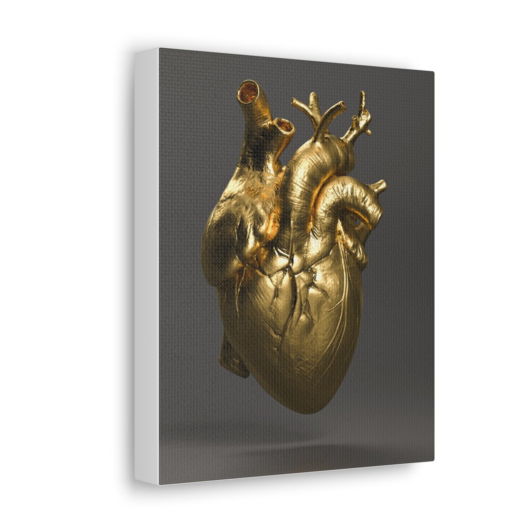 Golden Heart Image Concept Art Canvas Gallery Wraps Heart of Gold - Etsy