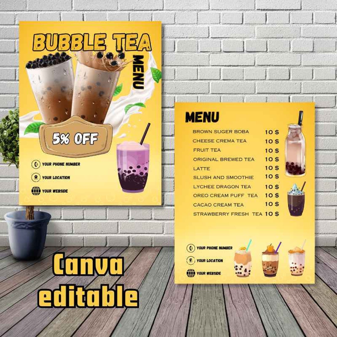 Editable Bubble Tea Menu Template: Restaurant Price List (digital ...