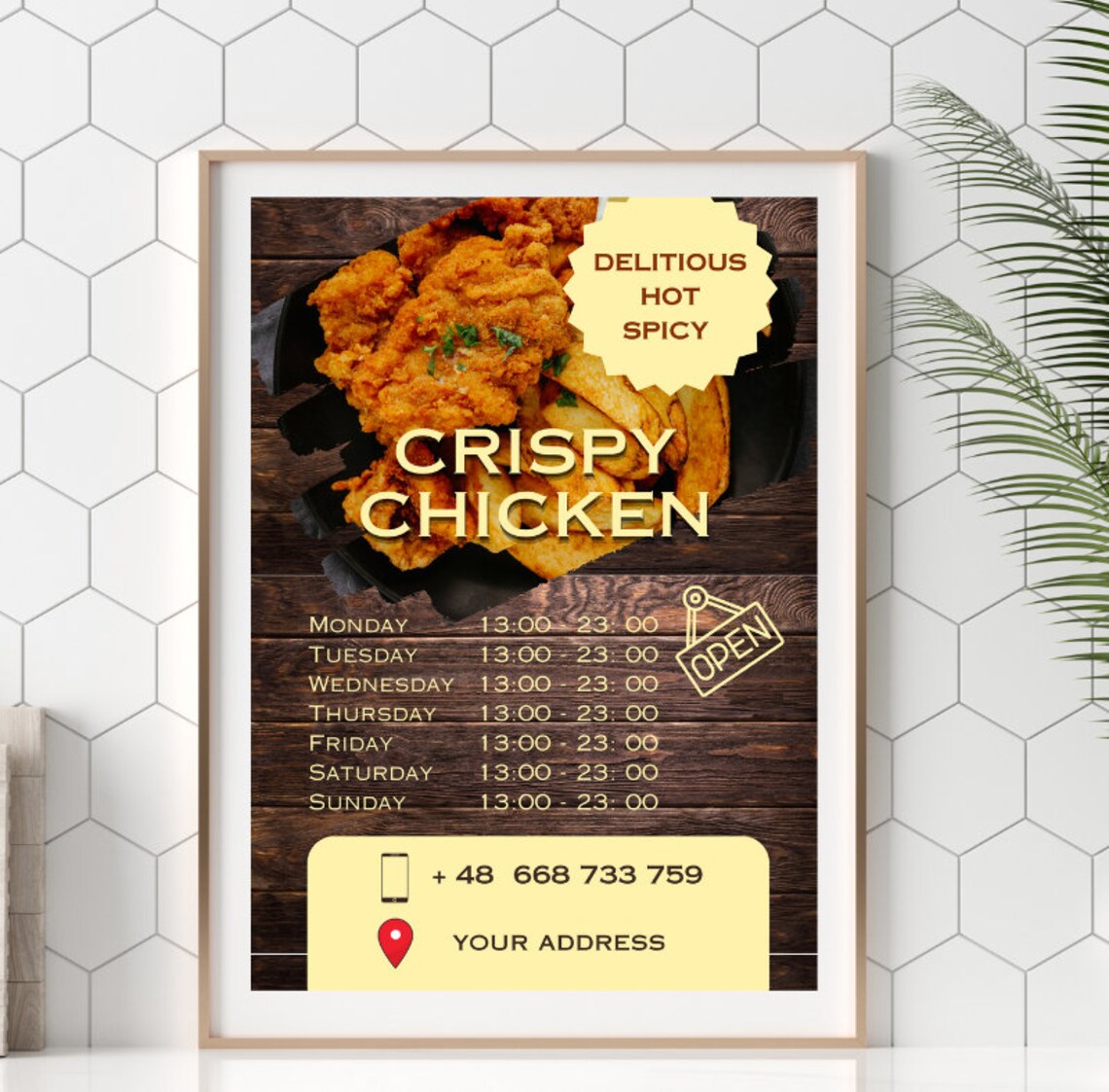 Crispy Chicken Flyer, Fried Chicken Flyer, Chicken Fries Canva Template ...