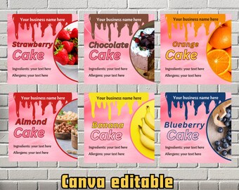 Cake Label Templates, Canva Printable, Set of 4 Pound Labels ...