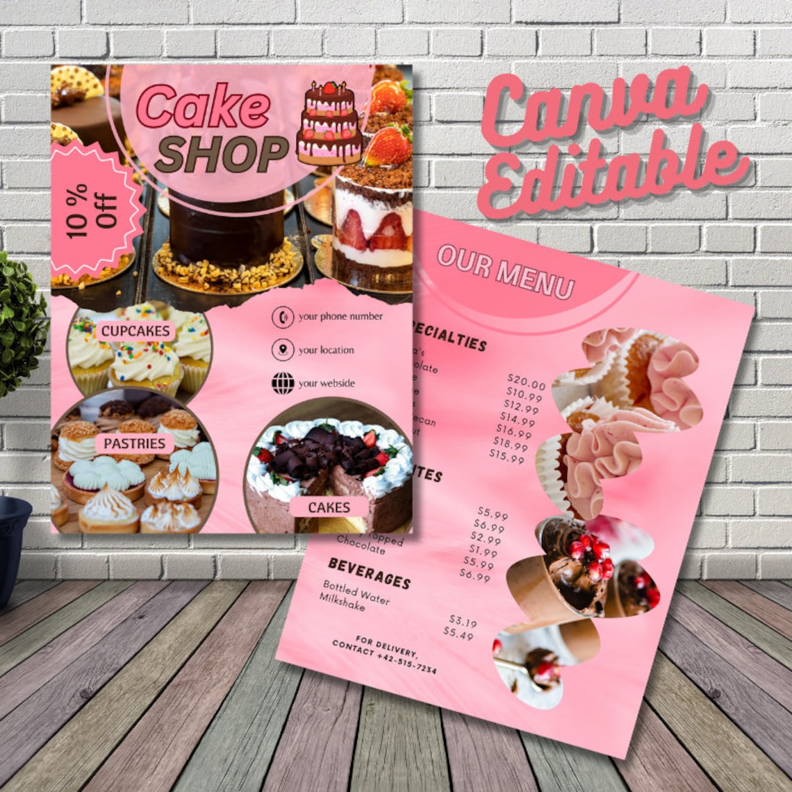 Cake Shop Flyer, Bakery Flyer Template, Bakery Flyer Canva Editable ...