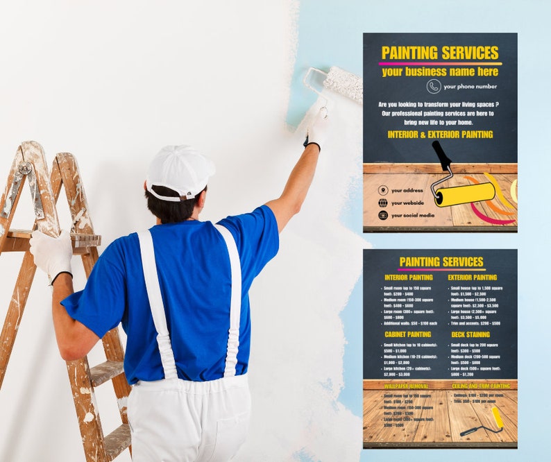 Painting Services Flyer Template: Editable Canva Design (digital ...