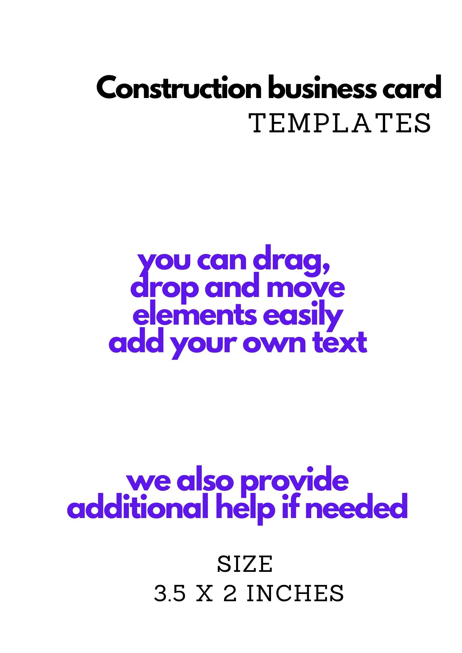 Construction Company Business Card: Editable DIY Template (canva ...