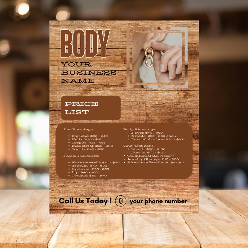 Piercing Flyer Template , Body Art Ear Piercing, Facial Piercings Flyer ...