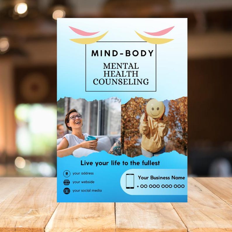 Mental Health Counseling Flyer: Canva Editable Template - Etsy
