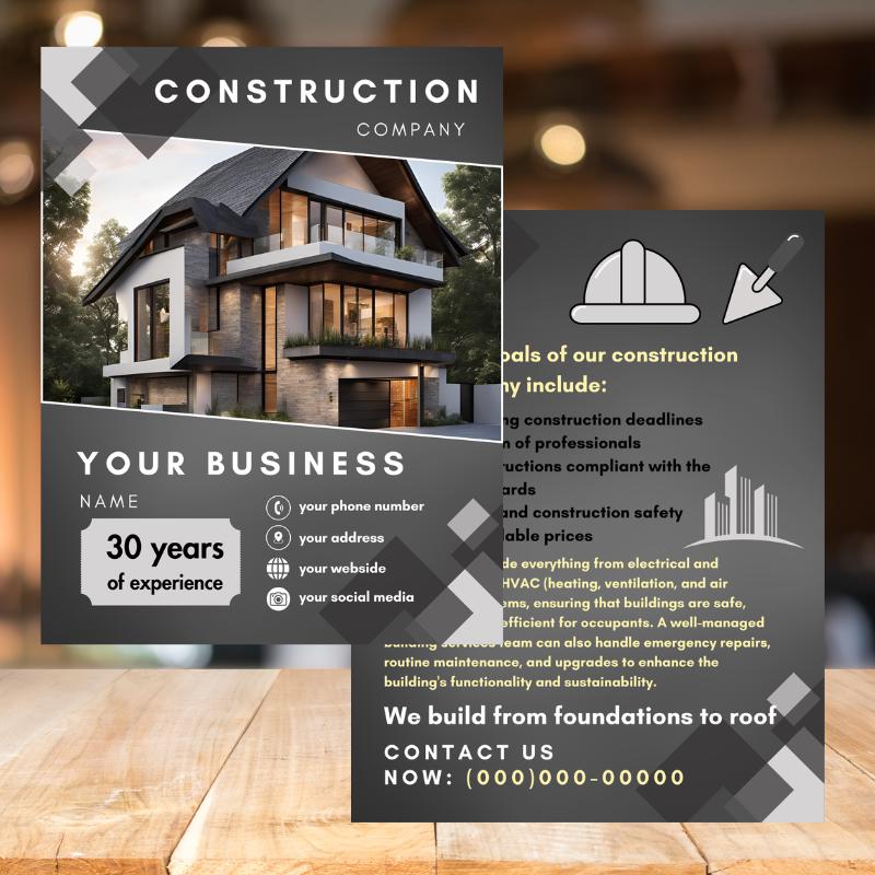Construction Company Flyer, Editable DIY Building Flyer, Home Builder ...