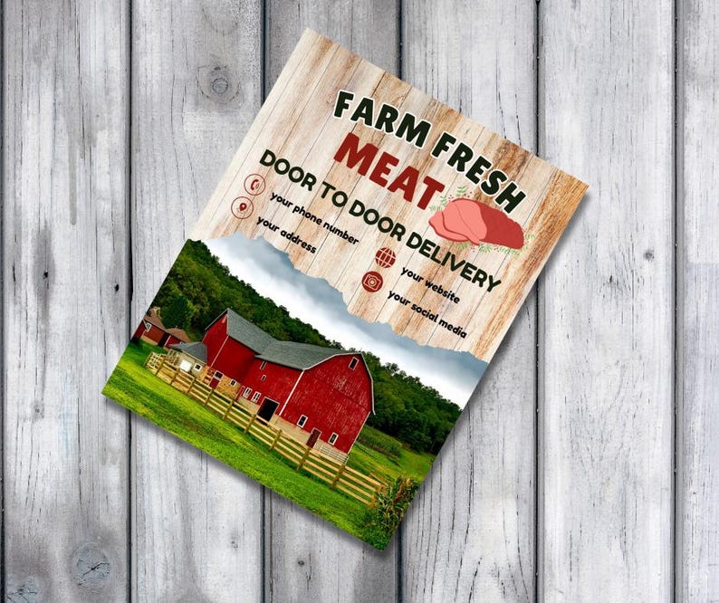 Meat Shop Flyer Template: Farm Fresh Design (canva Editable, Instant ...