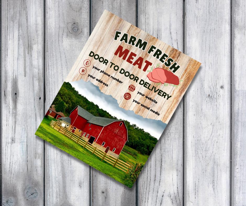 Meat Shop Flyer Template: Farm Fresh Design (canva Editable, Instant ...