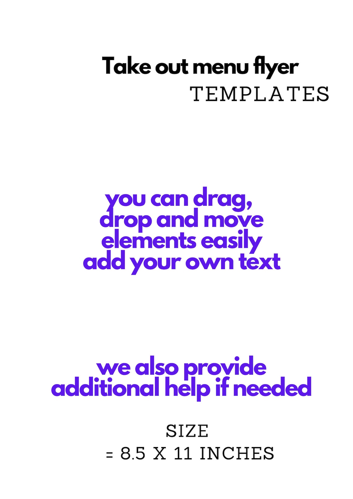 Take-out Food Menu Template, Delivery Food Menu Flyer, Takeout Menu ...