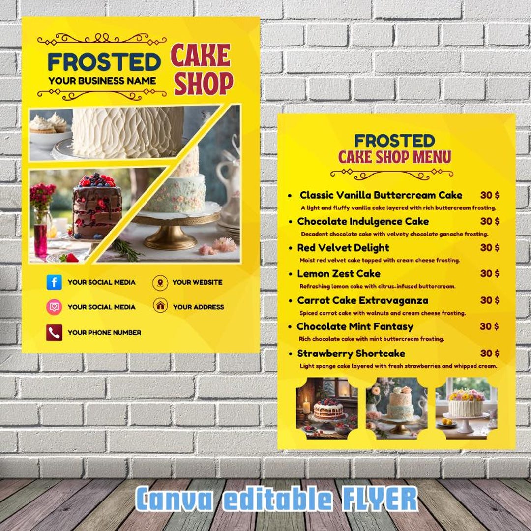 Frosted Cake Shop Flyer, Customizable Frosted Cake Bakery Flyer ...