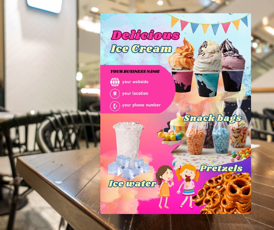 Ice Cream Flyer Template, Sweets Flyer Canva Editable, Colorful Flyer ...