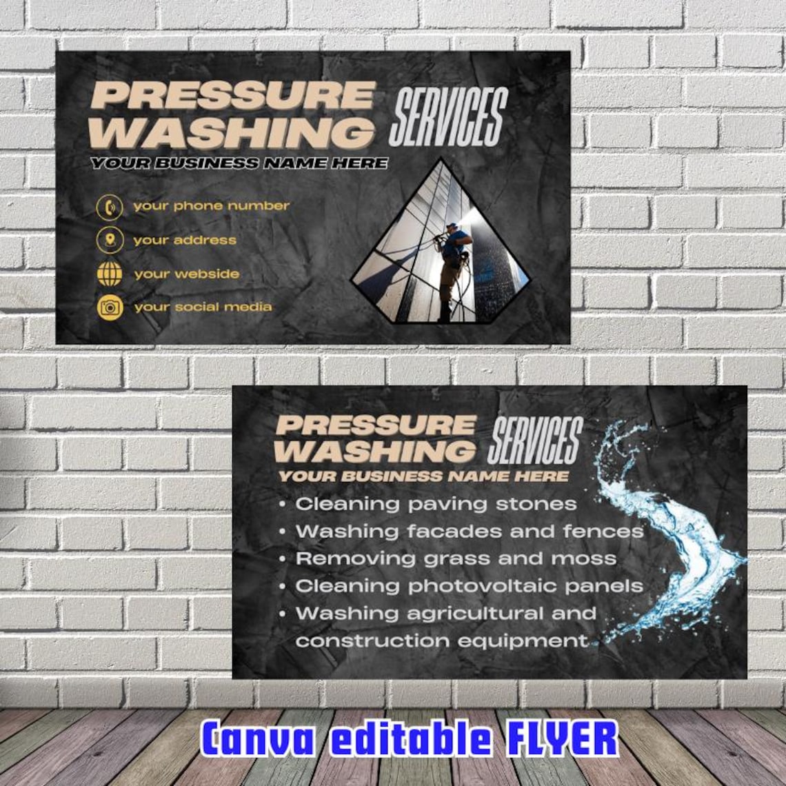 Pressure Washing Services Business Card Template (canva Editable) - Etsy