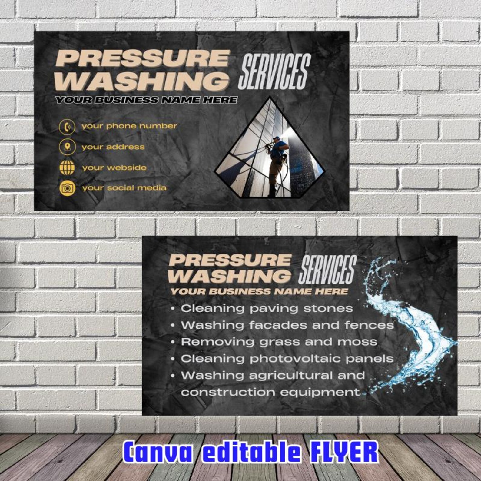 Pressure Washing Services Business Card Template (canva Editable) - Etsy