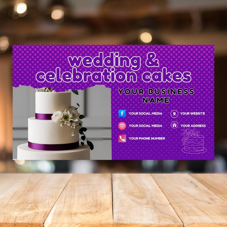 Wedding Cake Shop Business Card, Celebration Cake Card, Bakery Business ...