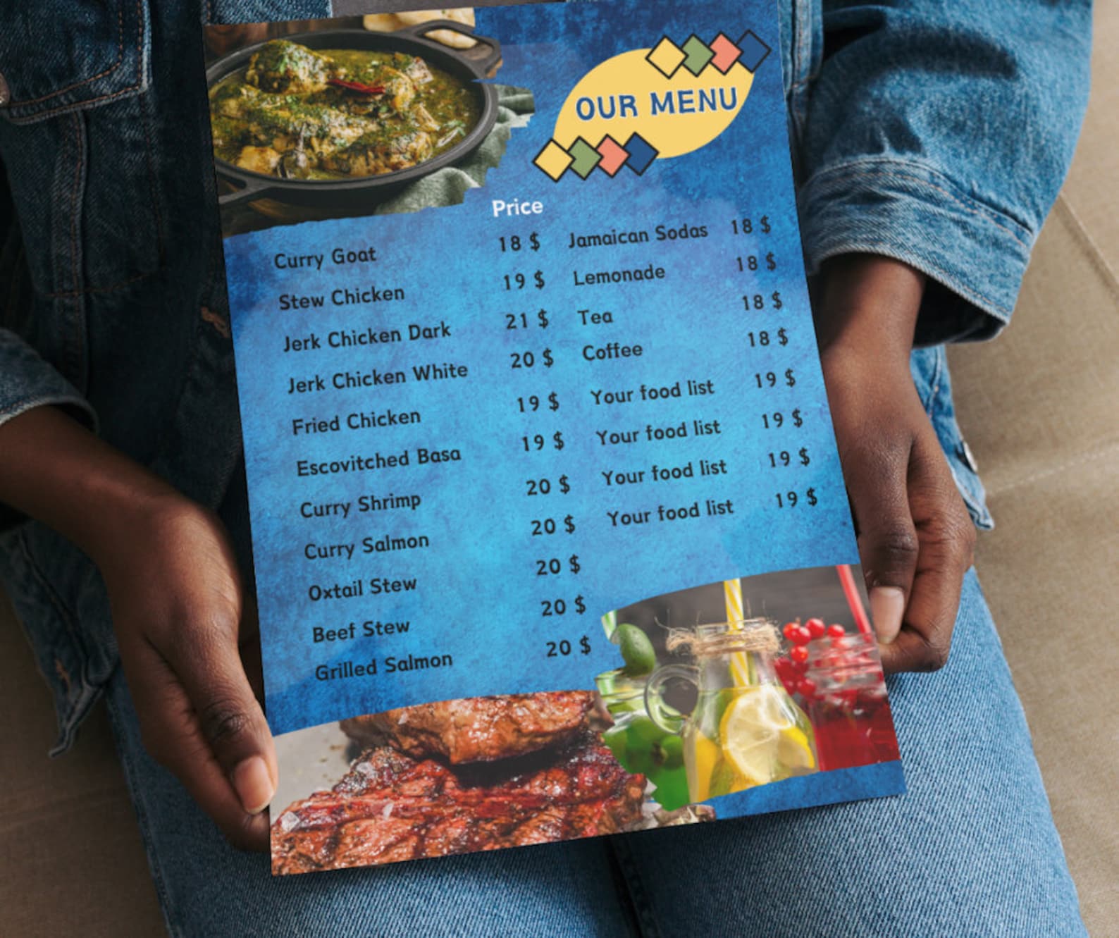 Jamaican Food Flyer: Restaurant Menu Template (canva Editable) - Etsy