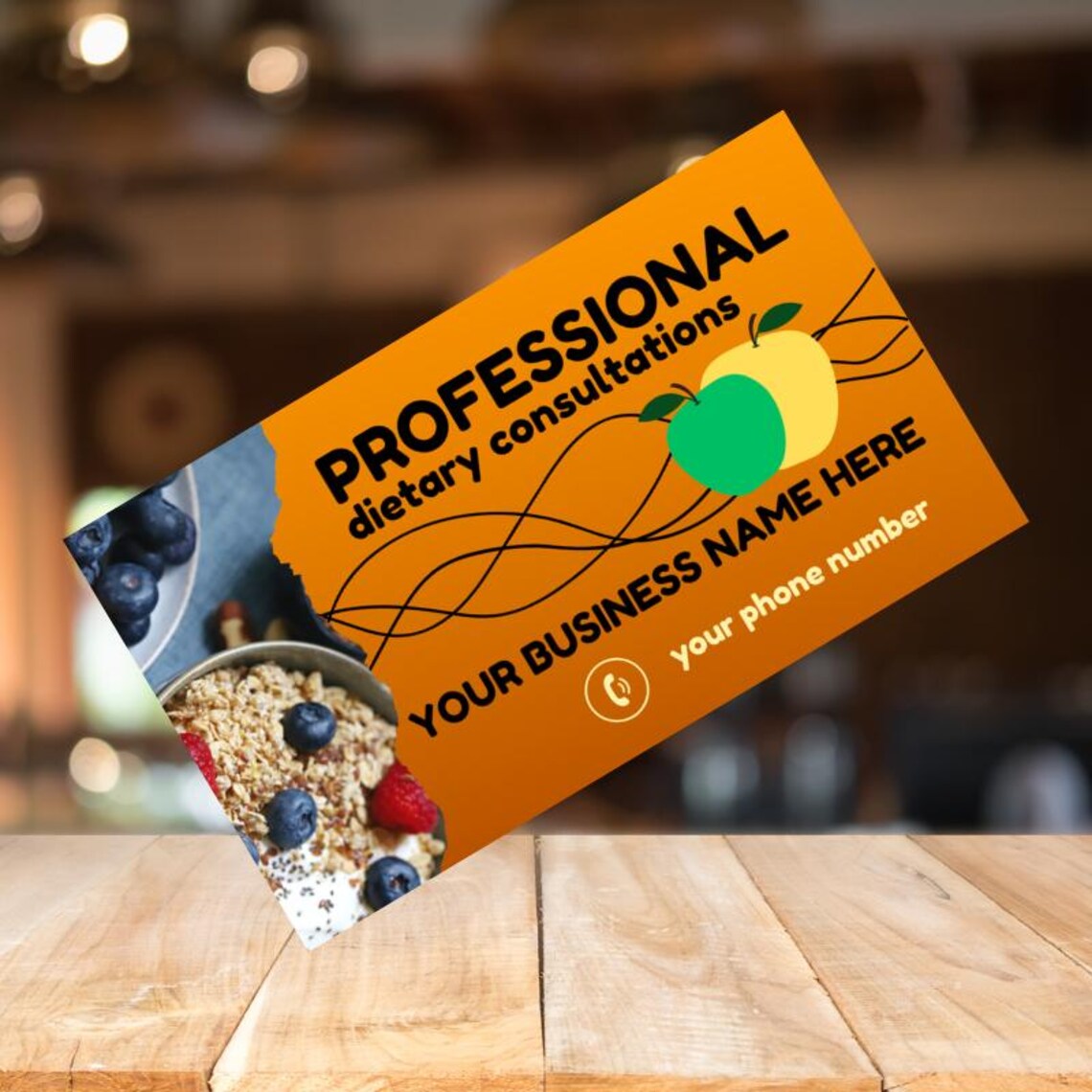 Dietitian Business Card: Healthy Eating Flyer, Canva Editable (instant ...