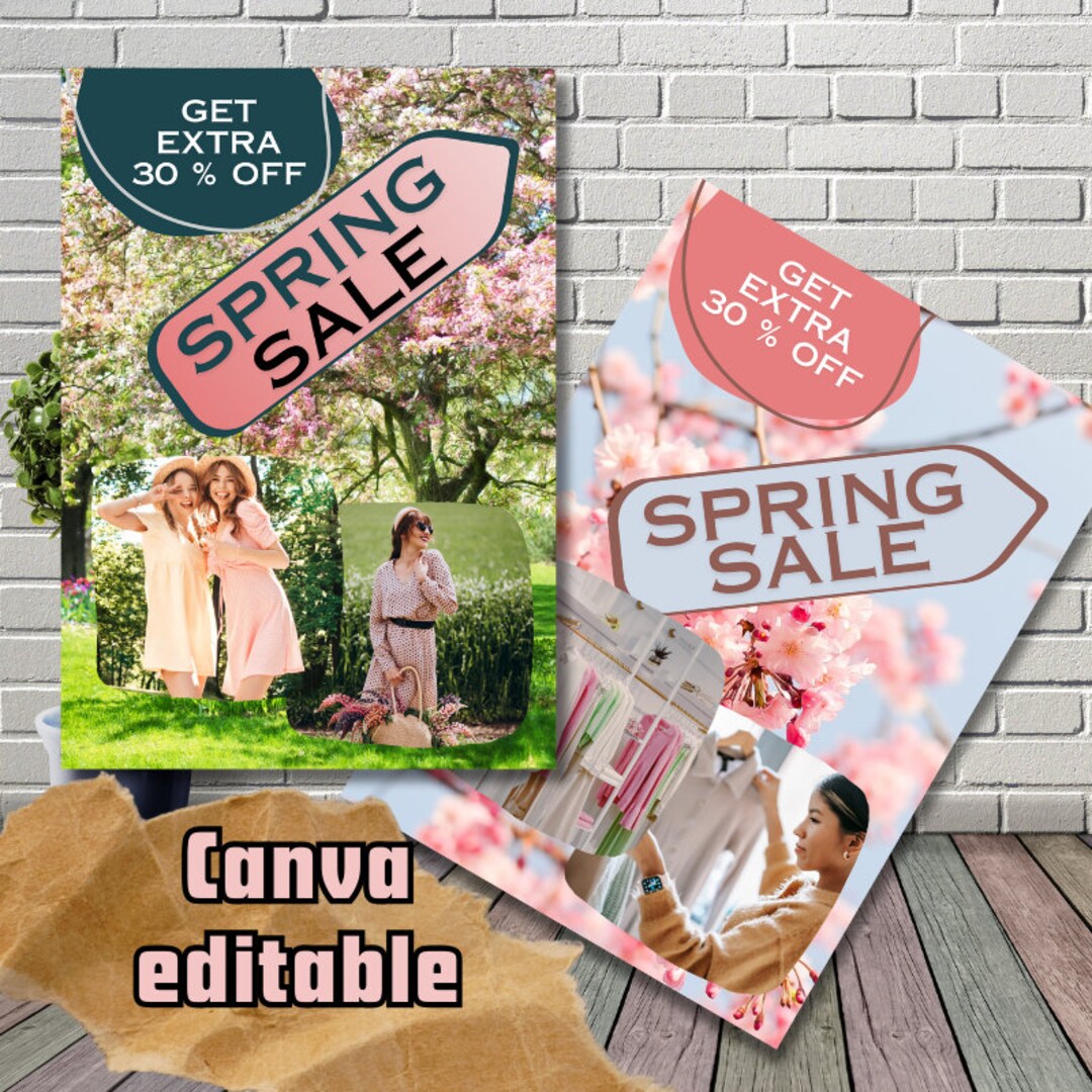 Editable Spring Sale Poster Template, Sale Poster Canva Template ...