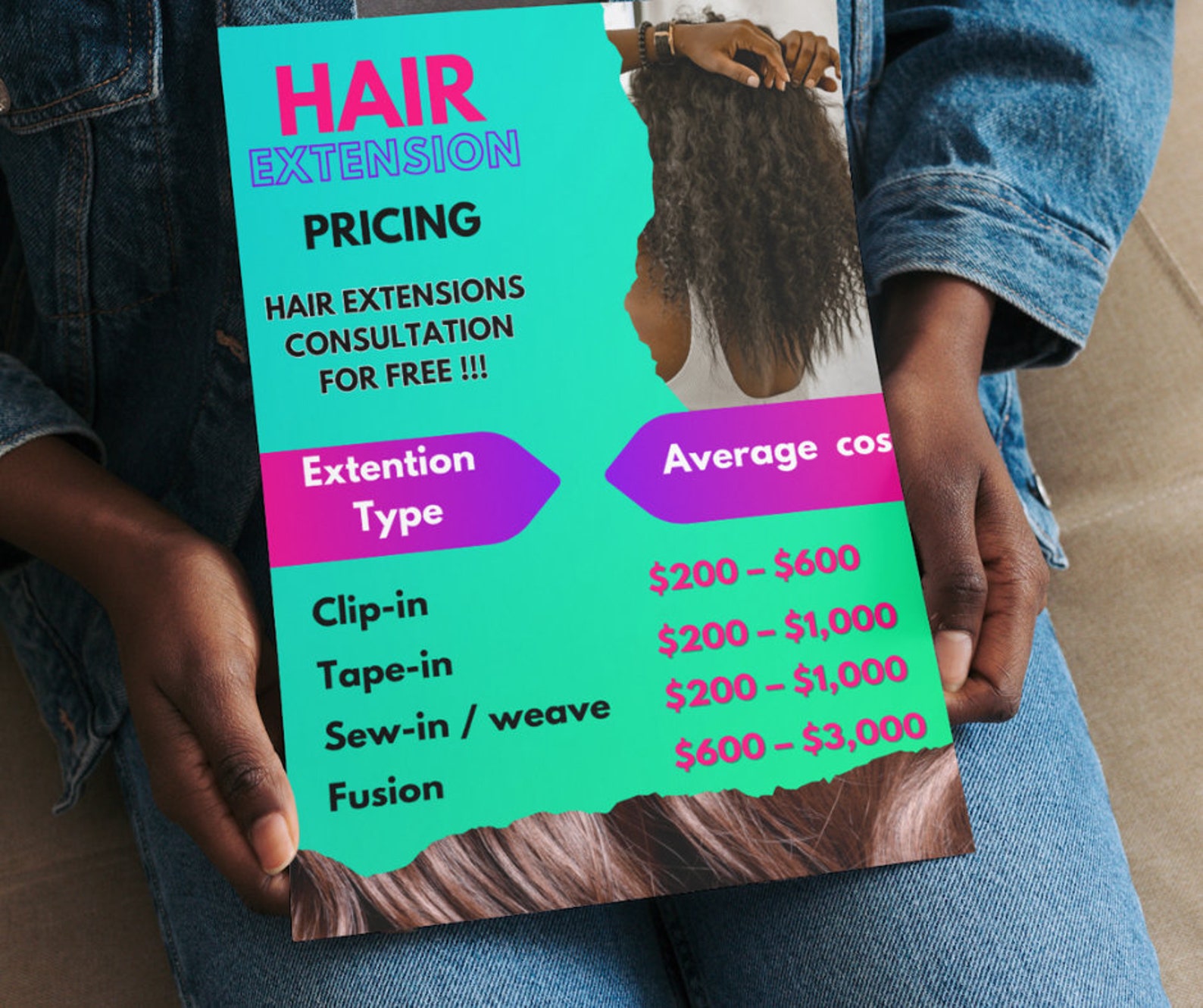 Hair Extension Flyer, Hair Salon Price List , Hair Masterclass Flyer ...
