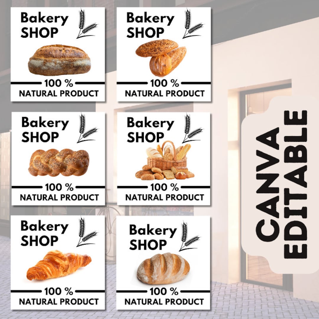 Bakery Logo Template, Canva Editable , Personalized Bakery Logo, Food ...