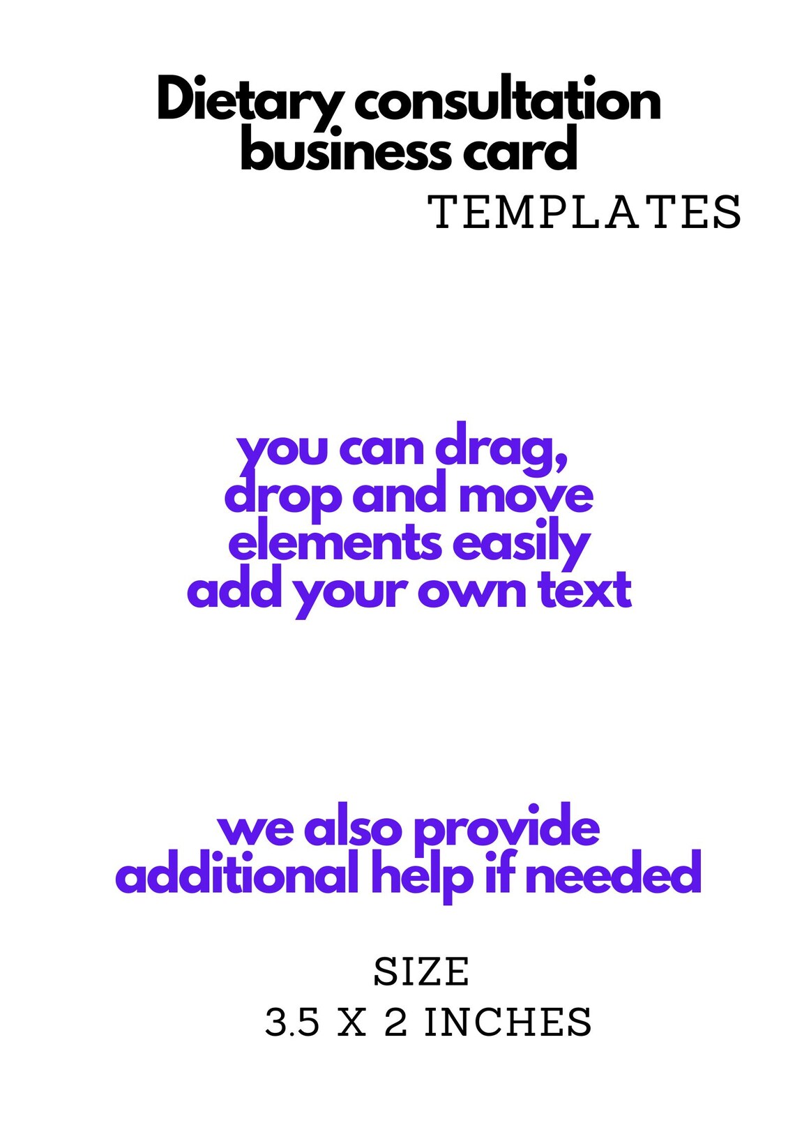 Dietitian Business Card: Healthy Eating Flyer, Canva Editable (instant ...