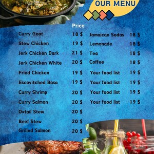 Jamaican Food Flyer: Restaurant Menu Template (canva Editable) - Etsy