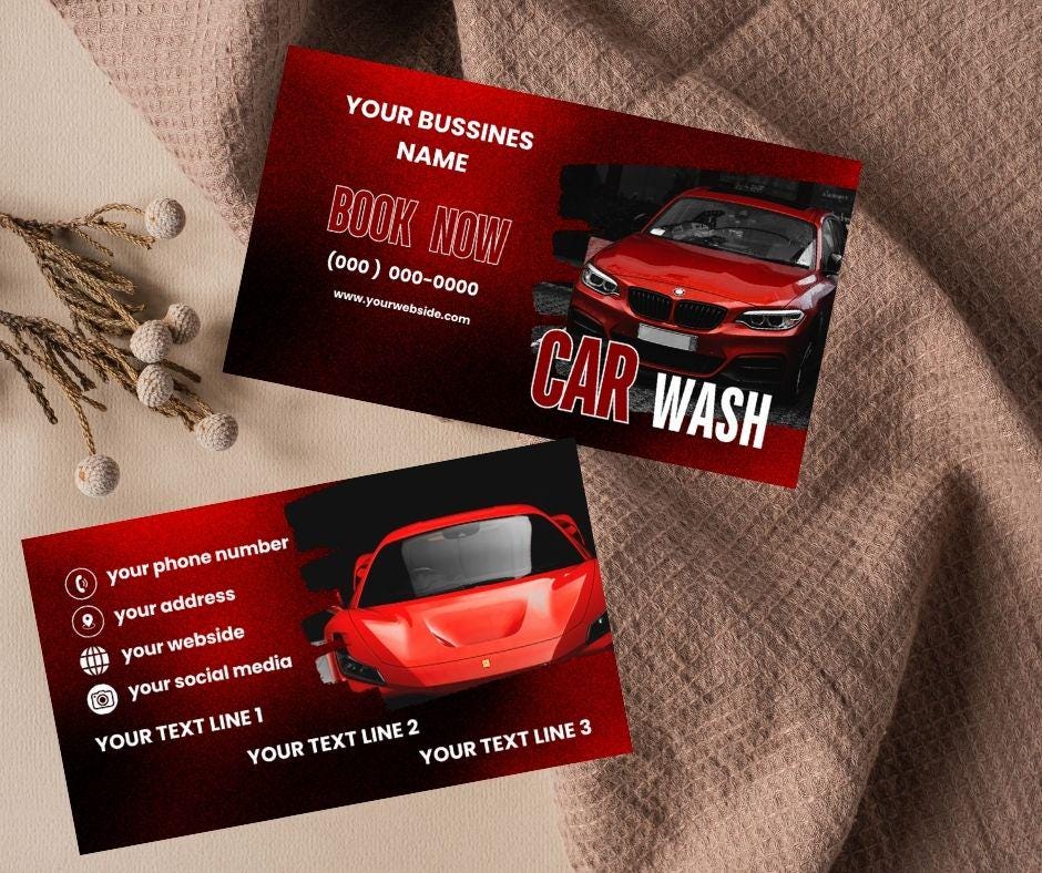 Car Wash Business Card, Car Services Card, Car Detailing Car, Car Wash ...