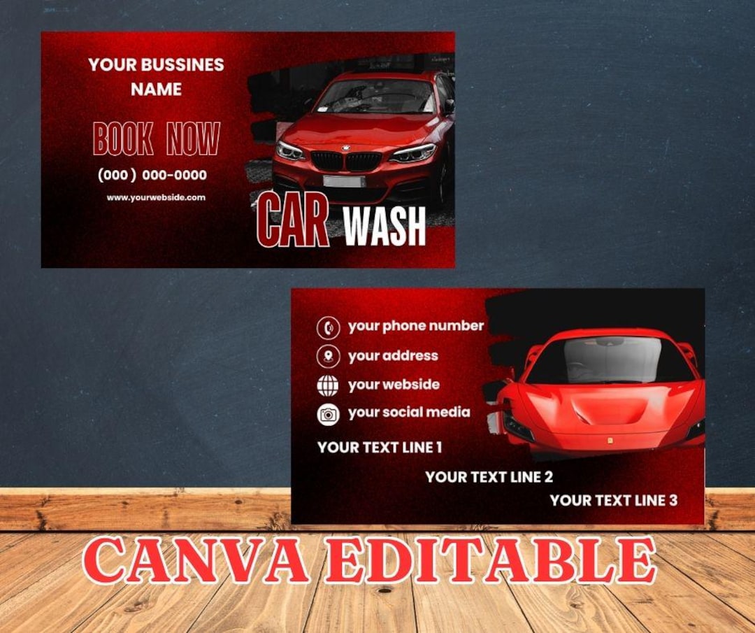 Car Wash Business Card, Car Services Card, Car Detailing Car, Car Wash ...
