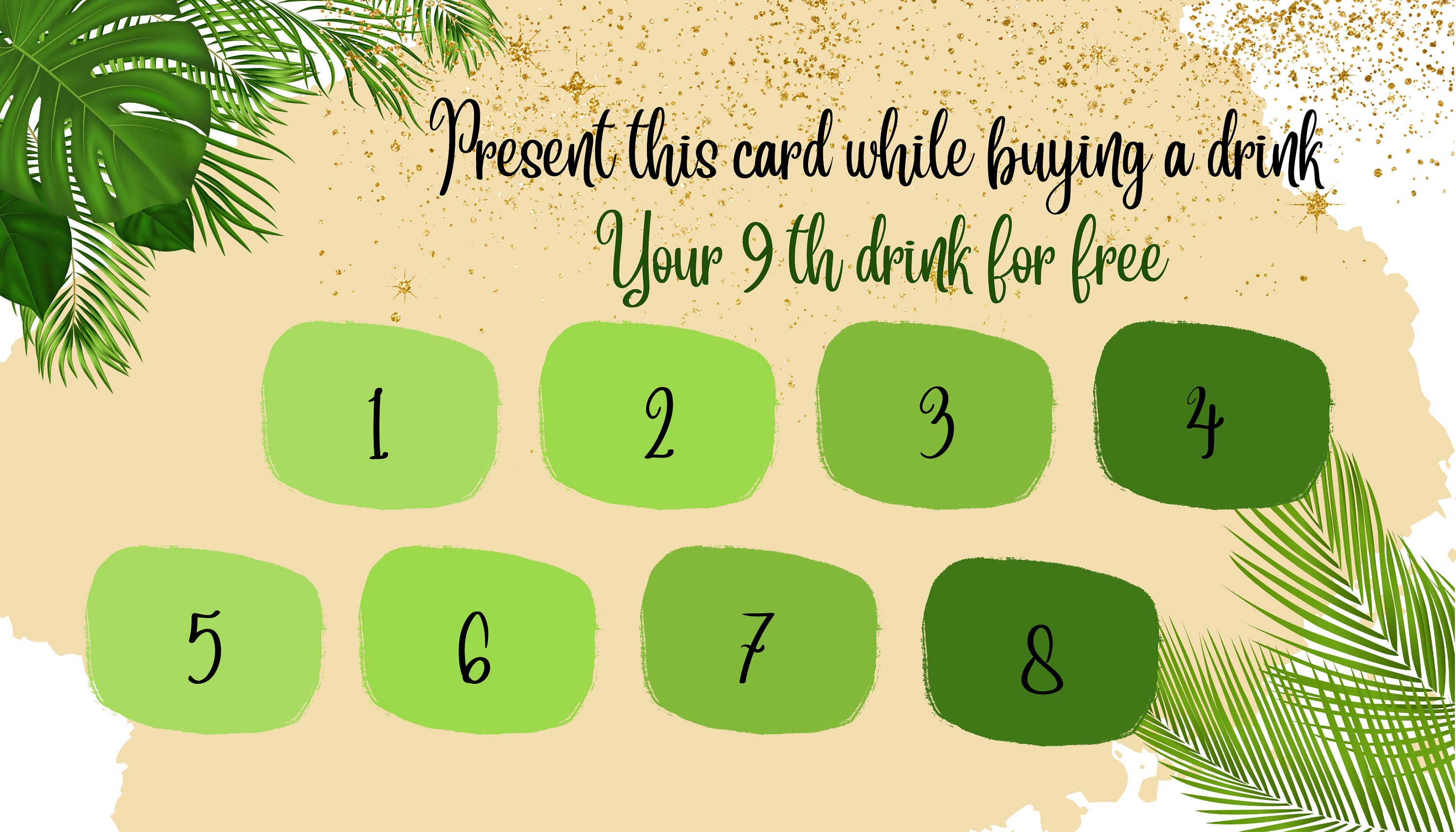 Drink Card DIY, Drink Bar Loyalty Card, Coctail Loyalty Canva, Canva ...