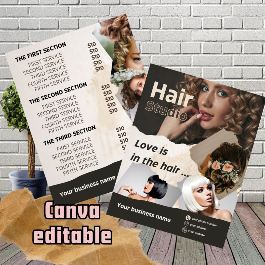 Hair Salon Flyer: DIY Price List Template (canva Editable) - Etsy