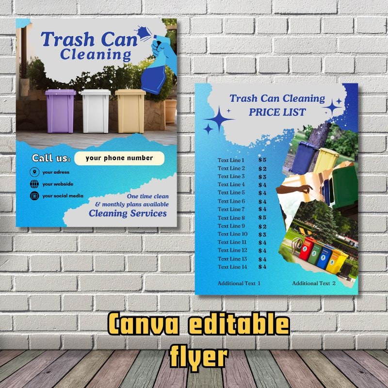 Trash Can Cleaning Flyer - Etsy