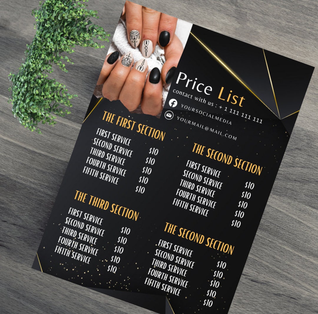 Beauty Salon Price List Template: Editable Canva Design (digital ...
