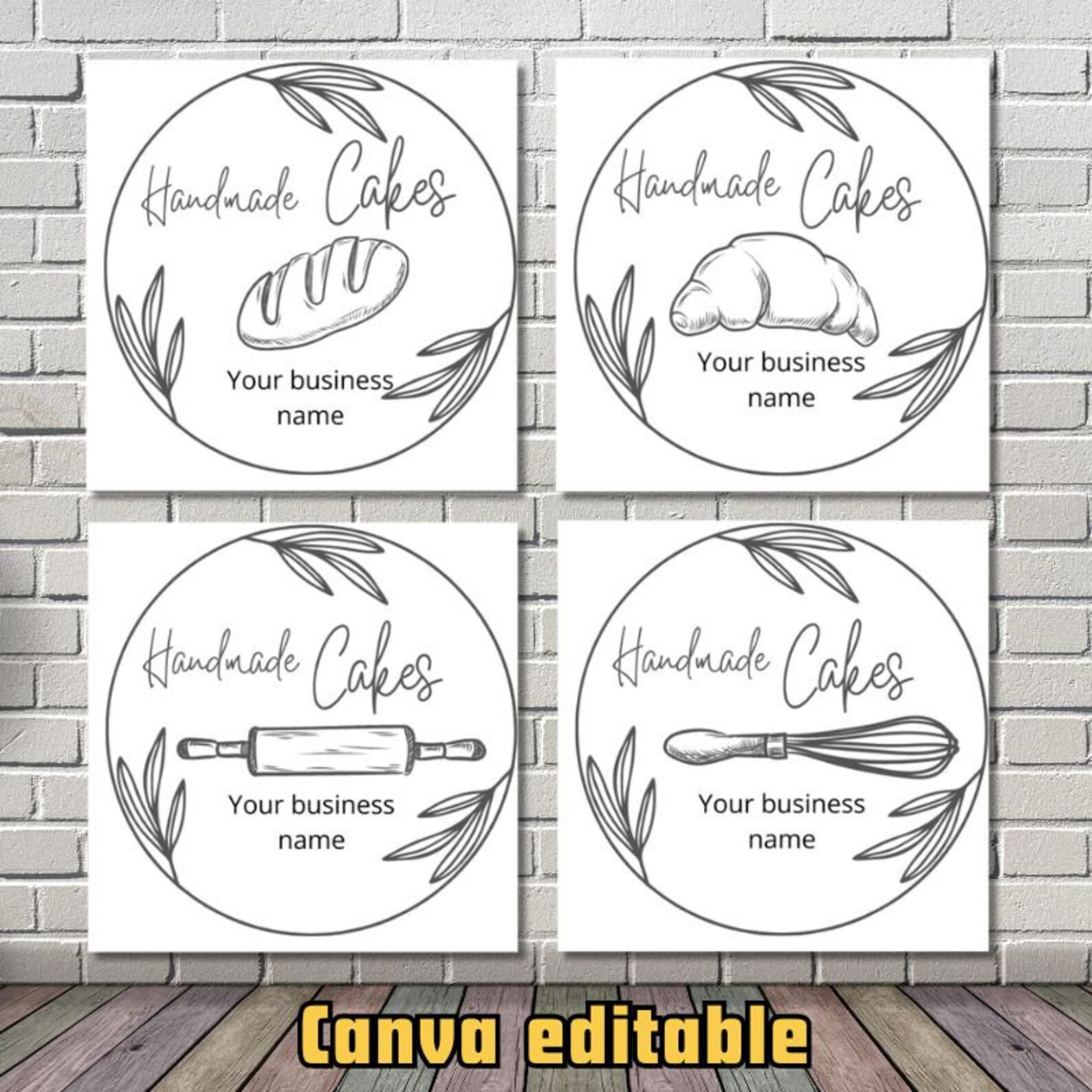 Bakery Logo Template, Canva Editable , Personalized Bakery Logo, Food ...