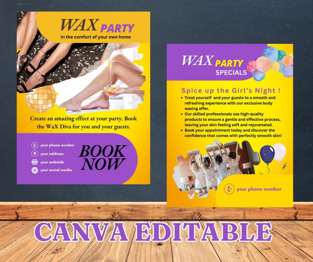 Wax Party Flyer, Wax Diva Flyer, Wax Specials Flyer, Canva Editable ...