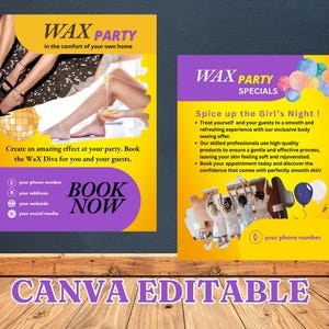 Wax Party Flyer, Wax Diva Flyer, Wax Specials Flyer, Canva Editable ...