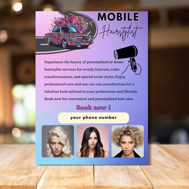 Hair Stylist Flyer Template: Canva Editable, Double Sided (digital ...