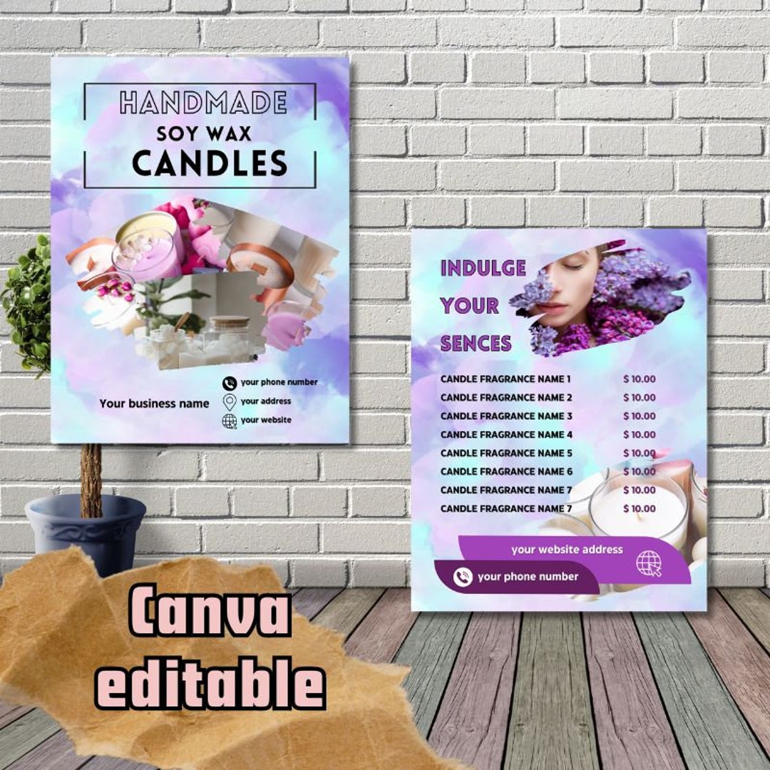 Candle Making Business Flyer: Soy Wax Melt Template (canva Editable ...