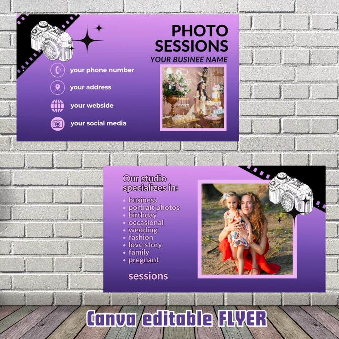Photo Sessions Business Card, Photography Card, Photo Studio Card ...