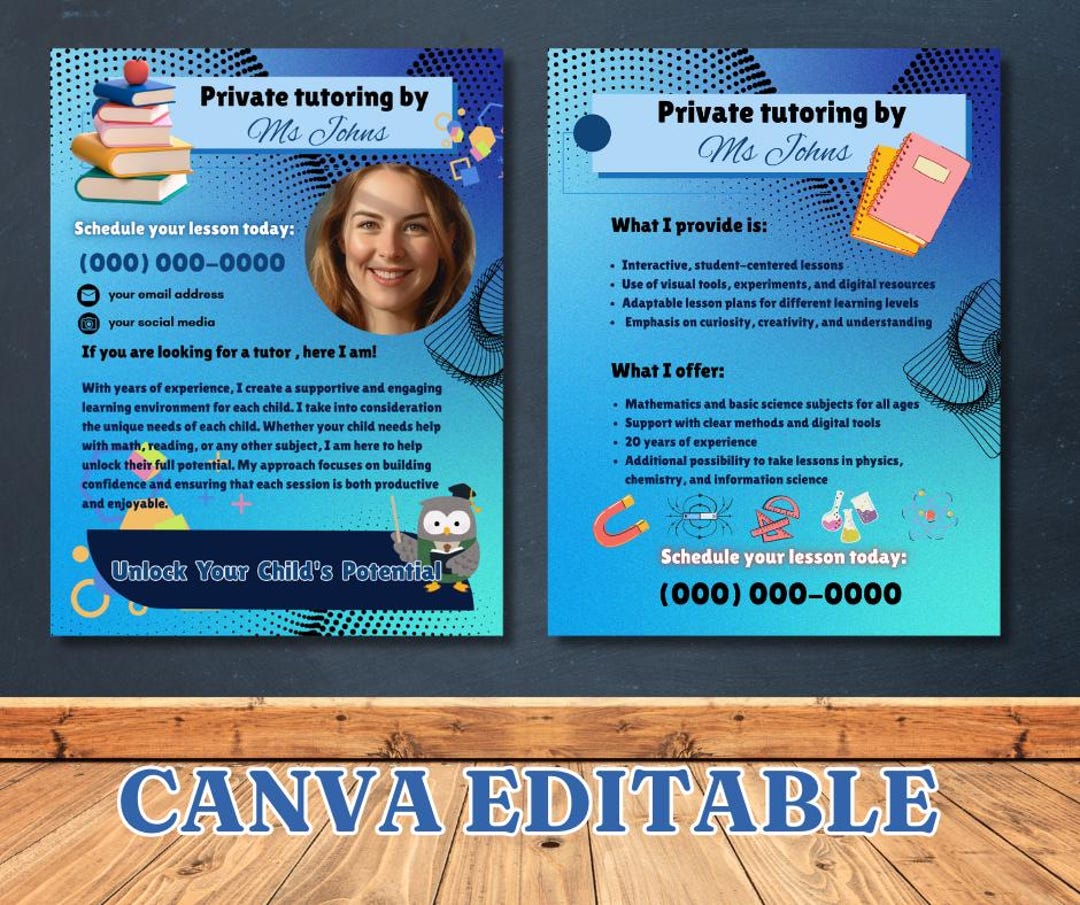 Tutoring Services Flyer: Editable Canva Template (instant Download) - Etsy