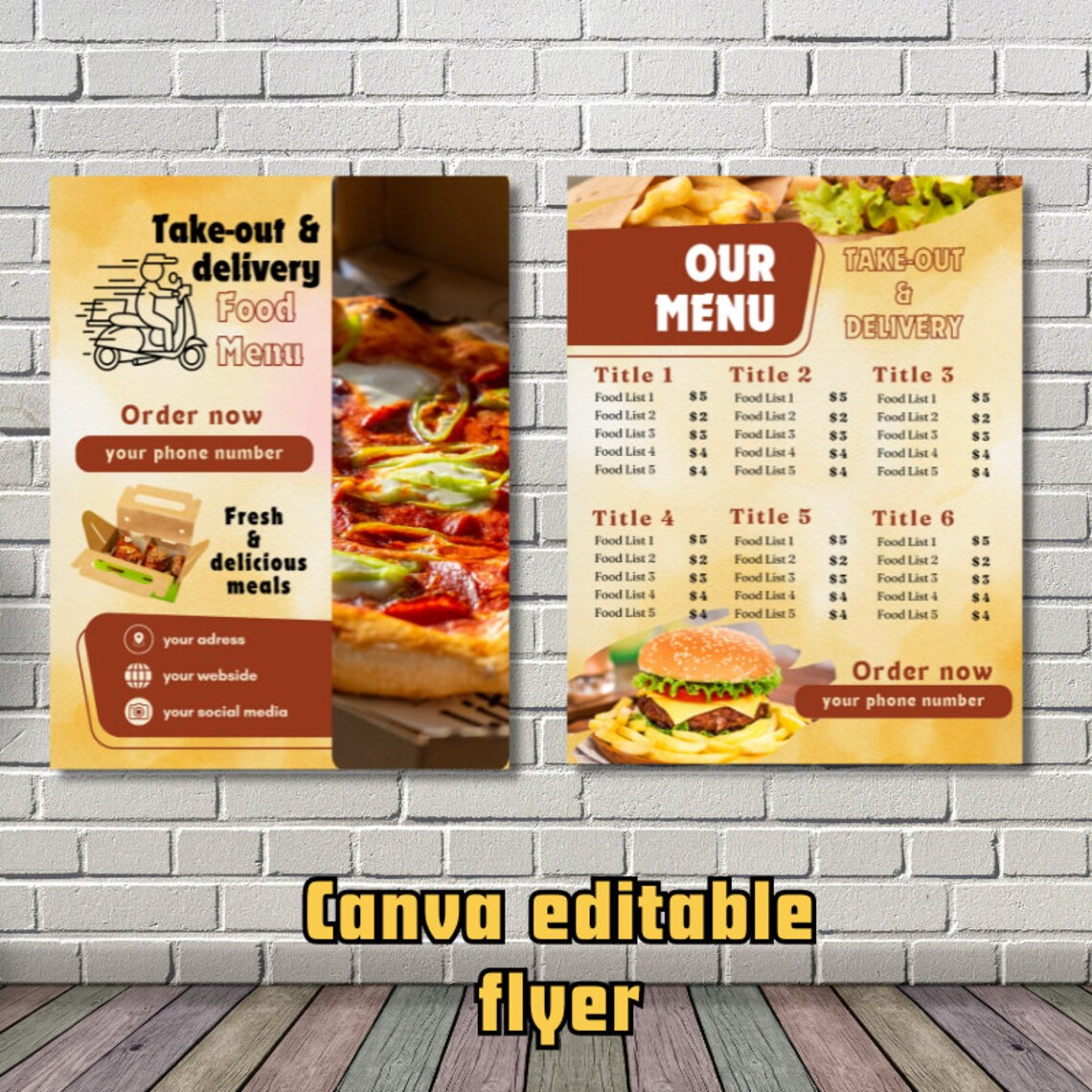 Take-out Food Menu Template, Delivery Food Menu Flyer, Takeout Menu ...