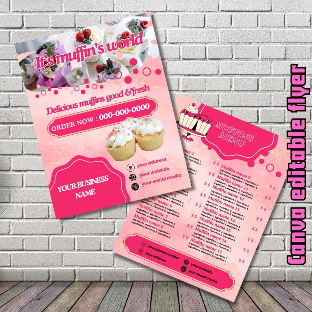 Muffins Flyer Template: Bakery Menu, Price List (digital & Canva ...