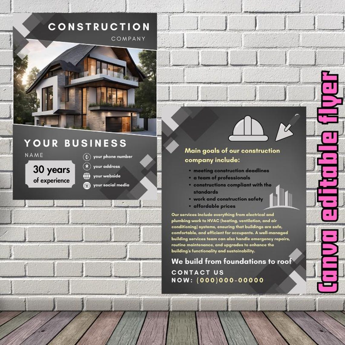 Construction Company Flyer, Editable DIY Building Flyer, Home Builder ...