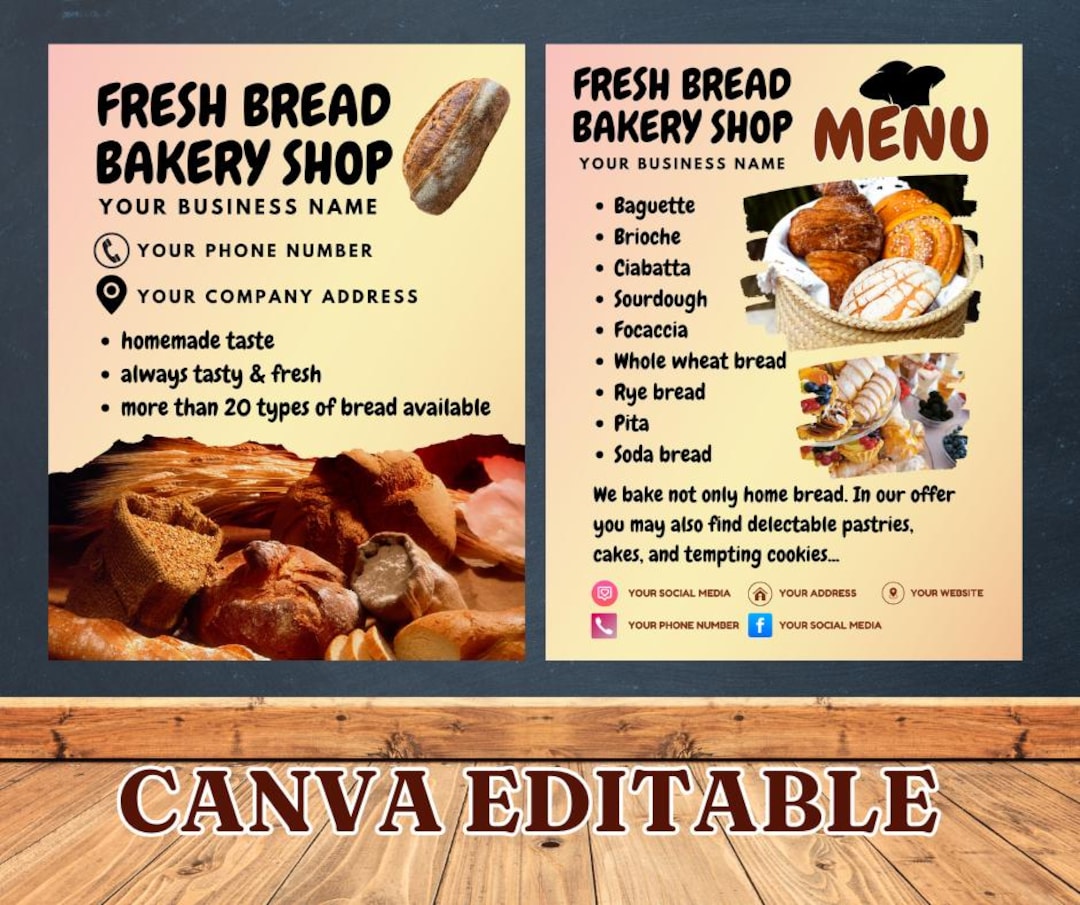 Fresh Bread Bakery Flyer, Home Bread Flyer, Pastries Template, Bread ...
