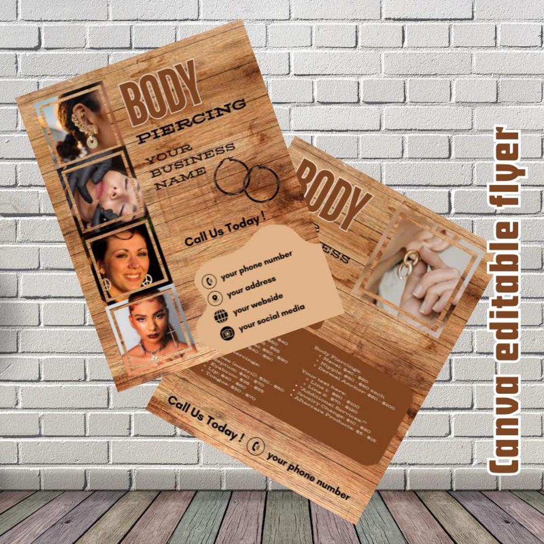 Piercing Flyer Template , Body Art Ear Piercing, Facial Piercings Flyer ...