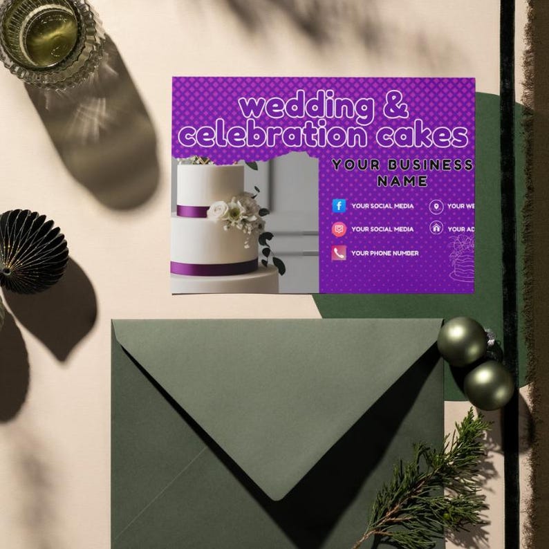 Wedding Cake Shop Business Card, Celebration Cake Card, Bakery Business ...