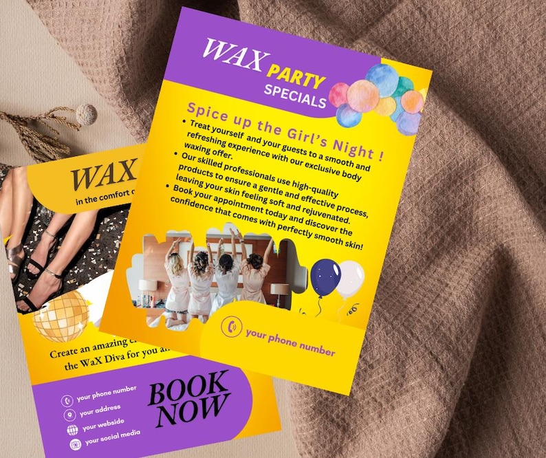Wax Party Flyer, Wax Diva Flyer, Wax Specials Flyer, Canva Editable ...